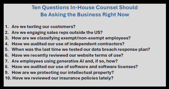Ten Things: Ten Questions the Legal Department Should Ask the Business ...
